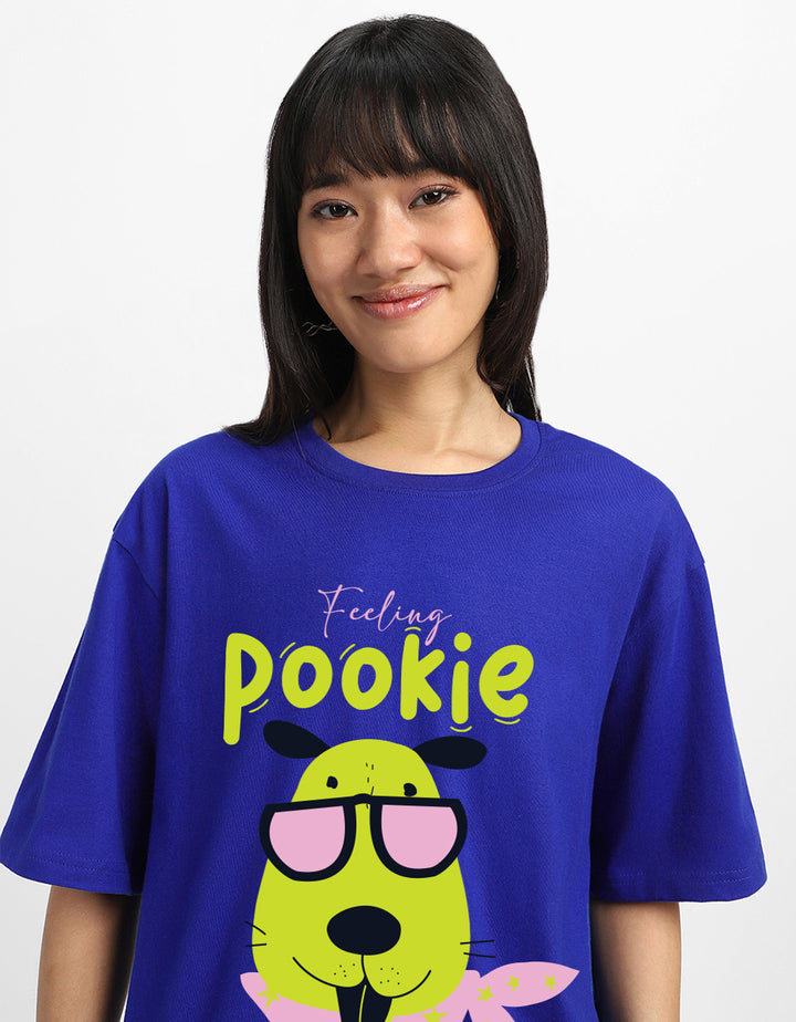 Feeling Pookie Royal Blue Oversized Graphic T-Shirt – Juneberry